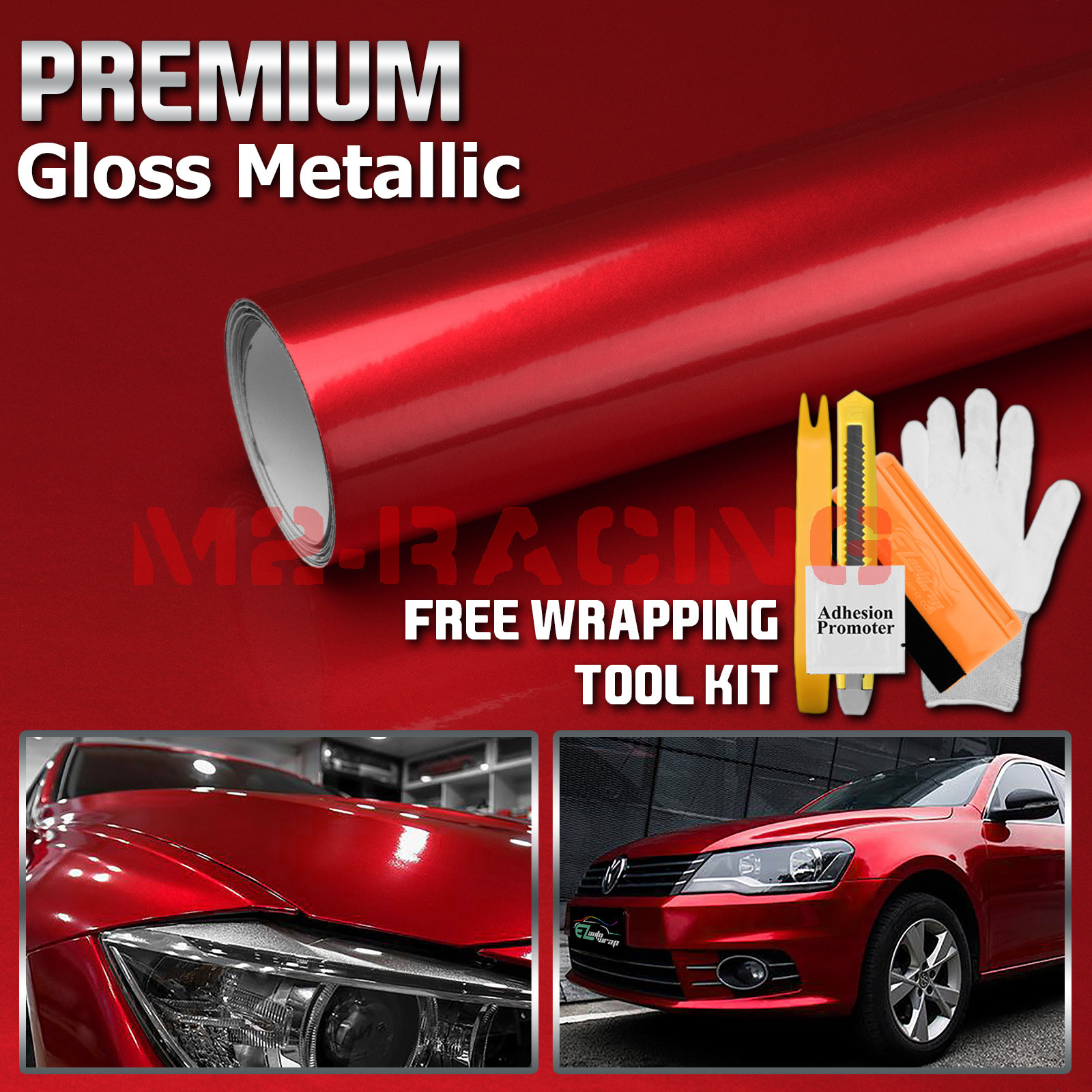 Premium Gloss Metallic Red High Glossy Sticker Decal Vinyl Wrap Air ...