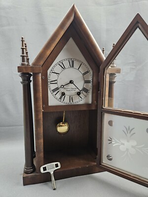 Antique Brewster & Ingraham 4 column Sharp Gothic Steeple Clock W/ Key ...