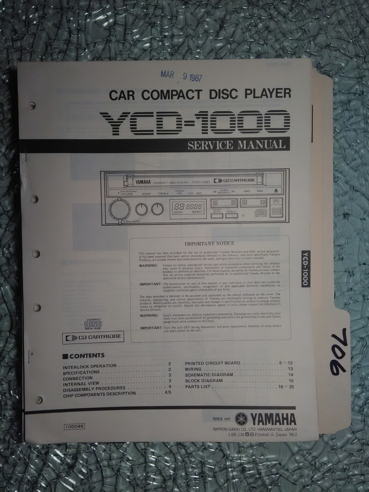 Yamaha ycd-1000 service manual original repair book stereo car cd ...
