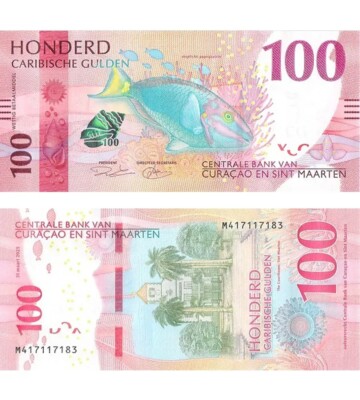 Banknote 100 Gulden, Curaçao, Sint Maarten, 2025, UNC, free worldwide ...