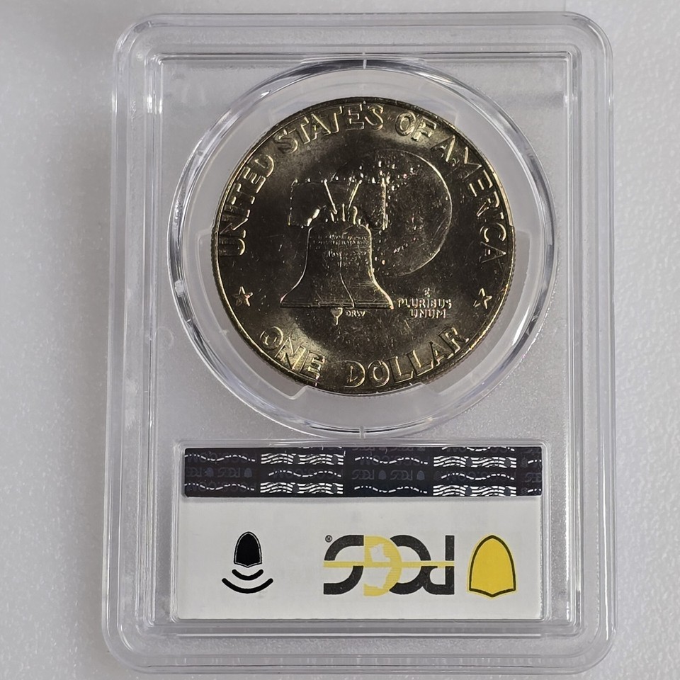 1976 Bicentennial Eisenhower Liberty Bell Moon Dollar Coin PCGS MS62 ...