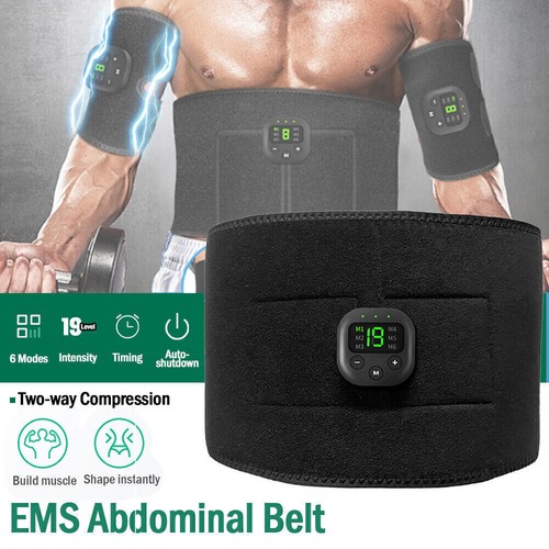 Rechargeable EMS Abdominal Muscle Toning Belt Trainer ABS Stimulator ...