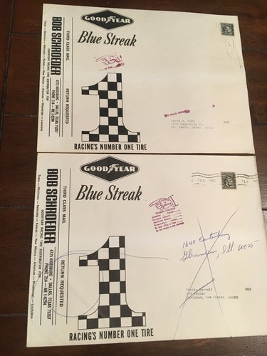 GoodYear Blue Streak Racing Tire 2 CAR RACE 1965 original cover letters ...