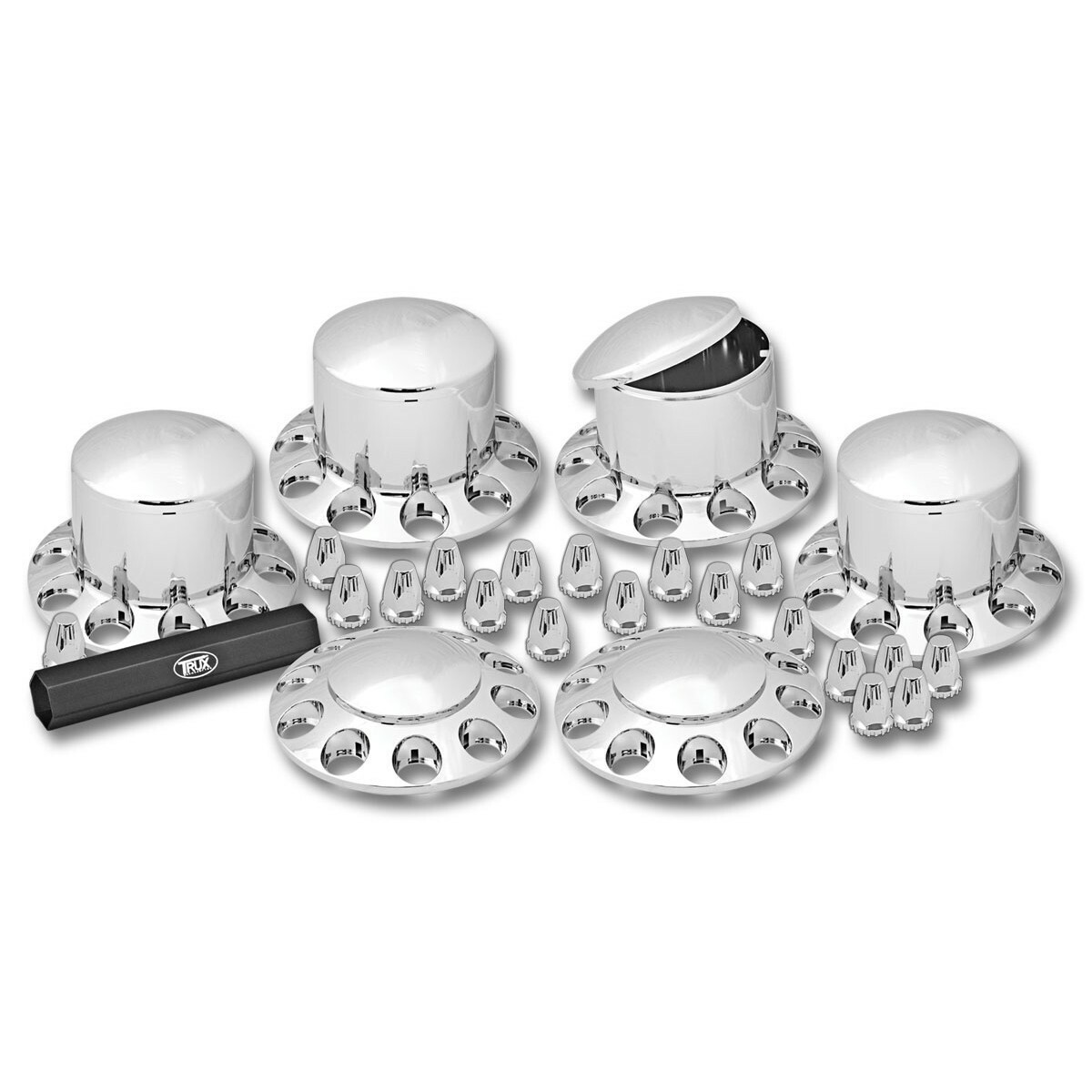 Chrome Semi Truck Hub Cover Wheel Kit Axle Cover 33mm Peterbilt ...