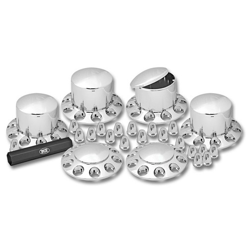 Chrome Semi Truck Hub Cover Wheel Kit Axle Cover 33mm Peterbilt ...