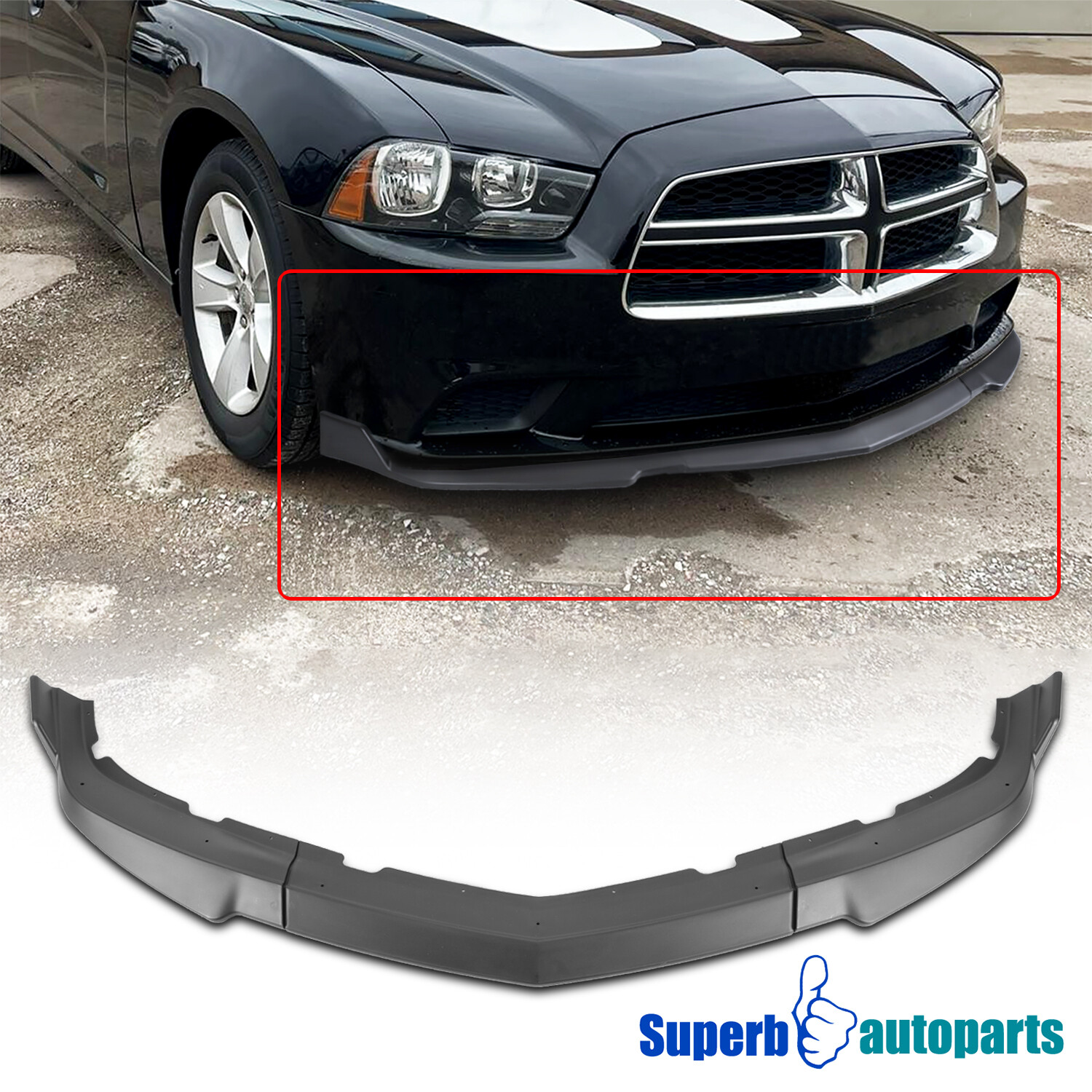 Fits 2011-2014 Dodge Charger Lower Front Bumper Matte Black Spoiler ...