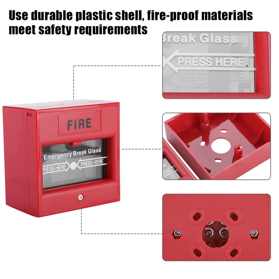 24-220VDC Emergency Button Fire Alarm Door Break Release Glass Exit ...