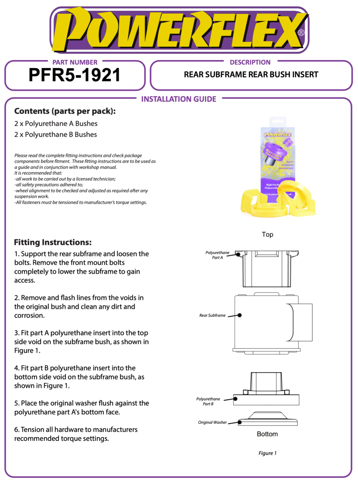 Powerflex Rear Subframe Rear Bush Insert for BMW 2 F22, F23 2013 ...
