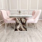 4x FurnitureDW Luxury Kate Velvet Dining Room Chair Chrome Legs Back ...