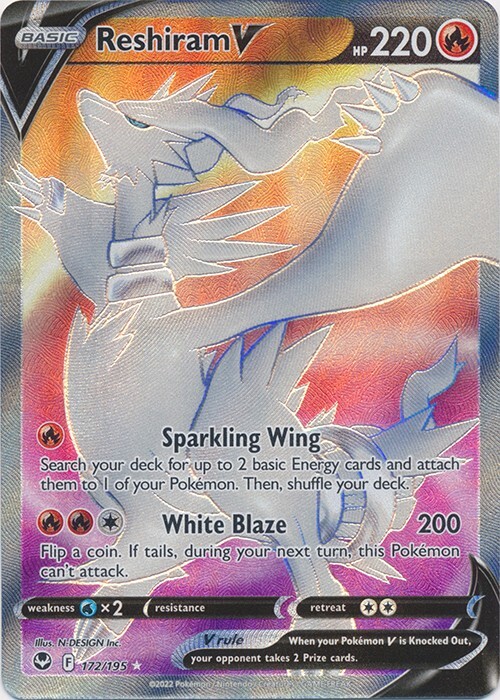 Reshiram V (Full Art) 172/195 Ultra Rare Silver Tempest | eBay