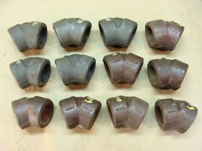 NEW lot of 12 forged 1 1/4" 45 degree elbow threaded iron pipe fittings ...