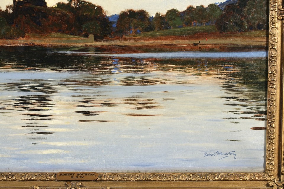ROBERT HOUSTON (1891-1942) LARGE SIGNED SCOTTISH OIL CANVAS - SUNDOWN ...