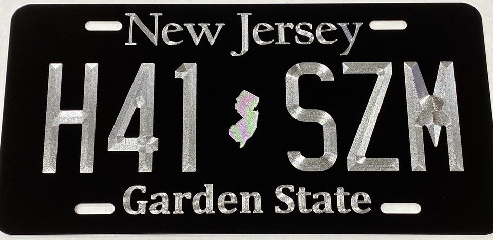 Custom New Jersey NJ State Car Tag REFLECTIVE Diamond Etched Front ...
