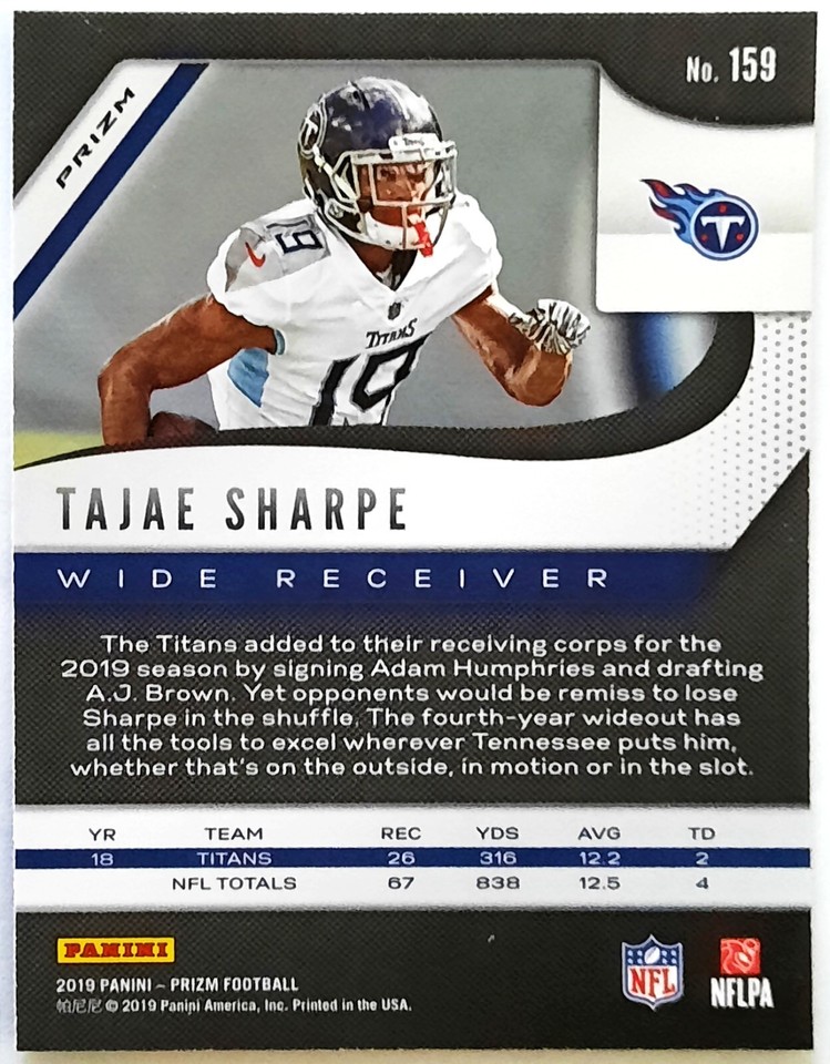 Tajae Sharpe 2019 Panini Prizm #159 Red White & Blue Prizm - Titans | eBay