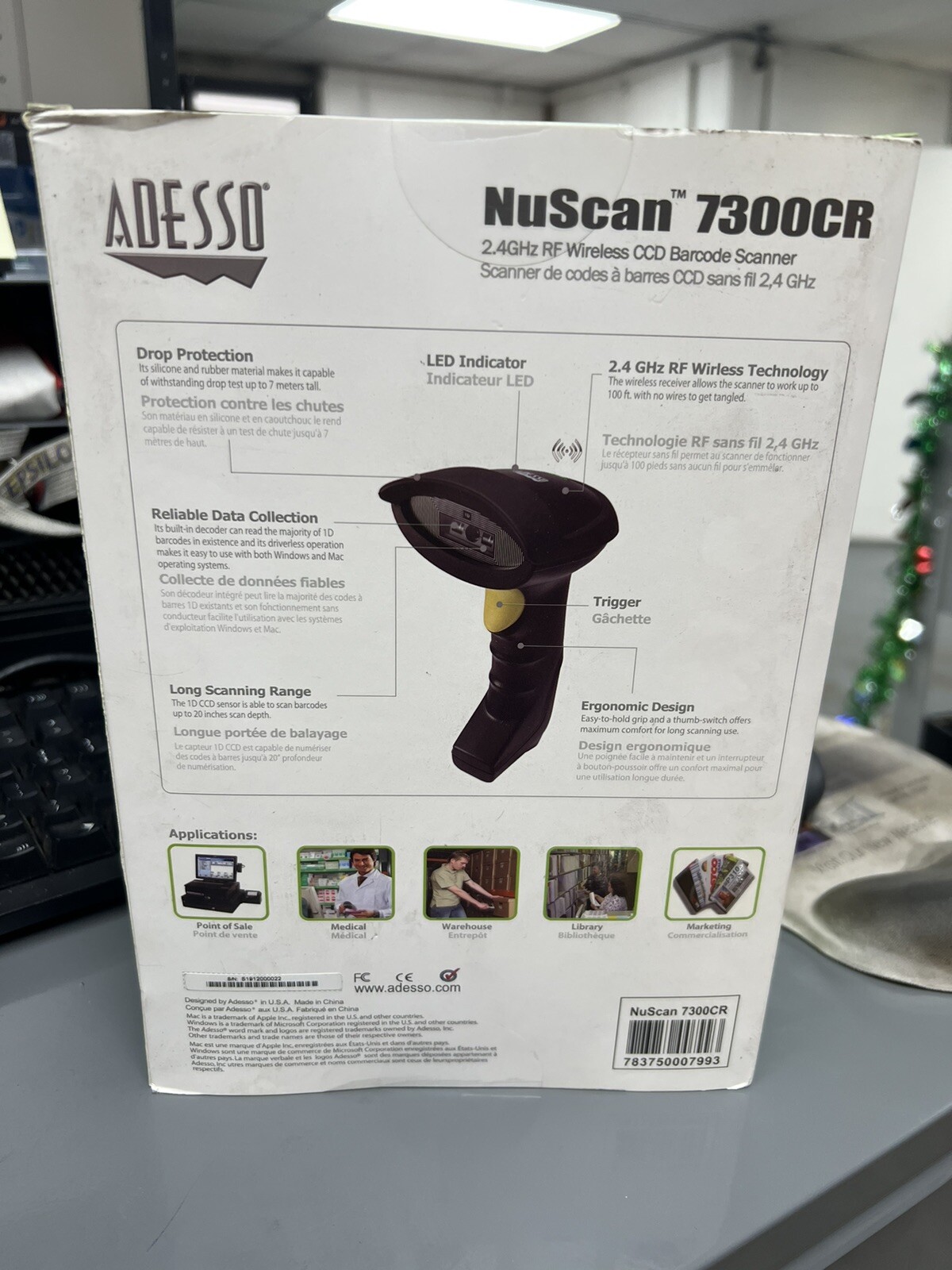 Adesso NuScan 7300CR Adesso 2.4 GHz Wireless CCD Barcode Scanner ...