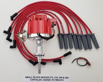 MOPAR 318 340 360 RED HEI DISTRIBUTOR +8.5mm SPARK PLUG WIRES USA DODGE ...