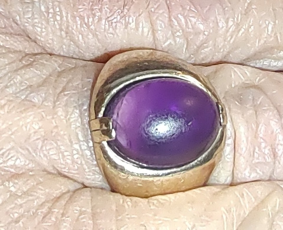 VINTAGE 10k solid Yellow gold Huge Men's Amethyst Ring Size 11 ((Z22)) | eBay