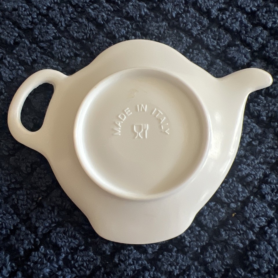 Melamine Teapot Shaped Tea Bag Holder Bird 2 Chickadees Made in ITALY ...