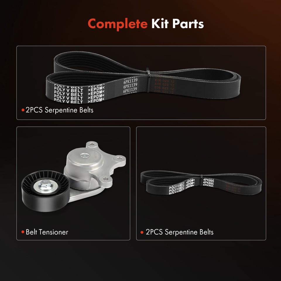 3Pcs Serpentine Belt Drive Component Kit for Ford Explorer Lincoln MKX ...