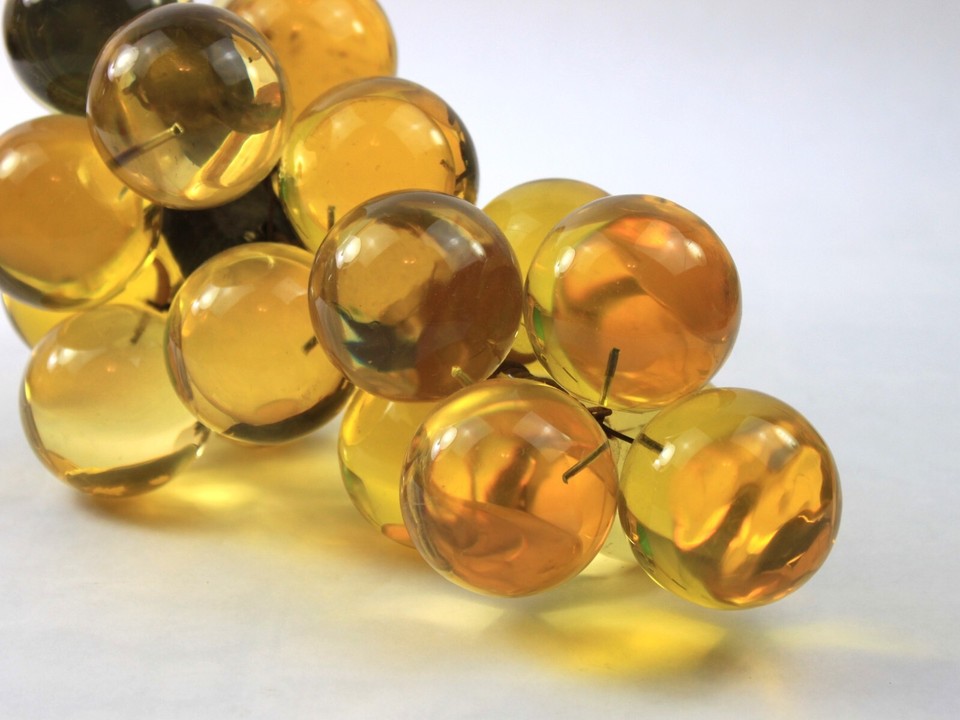 Vintage Lucite Acrylic Grape Cluster Sun Yellow on Wood | eBay