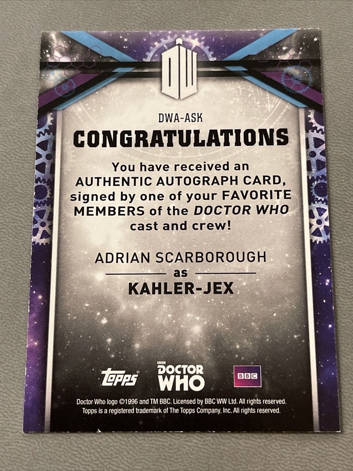 2018 Topps Doctor Who Signature Series Adrian Scarborough Kahler-Jex ...