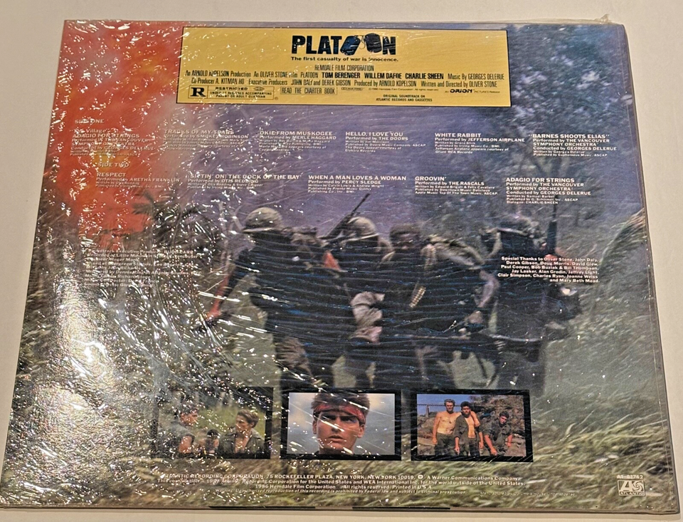 PLATOON Original Movie Soundtrack Atlantic Records 33 RPM Vinyl Album ...