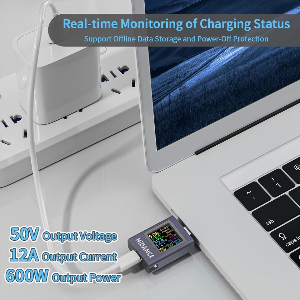 USB Type-C Power Tester Voltage Current Capacity Meter USB-C Multimeter ...