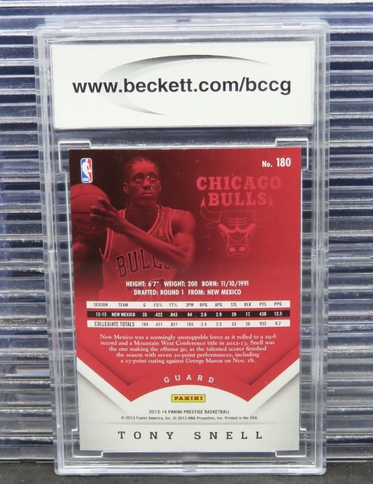 2013-14 Prestige Chicago Bulls Basketball Card #180 Tony Snell Rookie ...