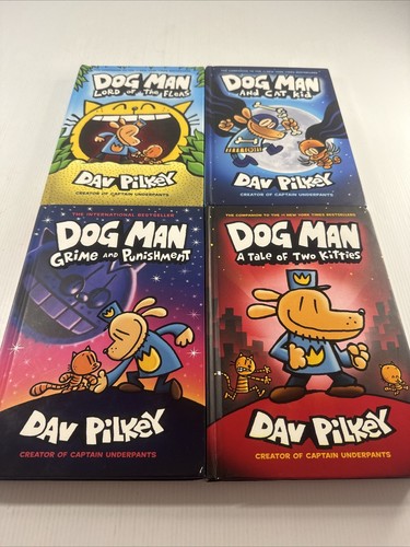 Dog Man Books & Cat Kid Comic Club - Hardcover Bundle of 4 - By Dav ...