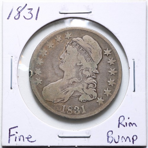 1831 50C Capped Bust Half Dollar with Fine Detail Rim Bump #5869 | eBay