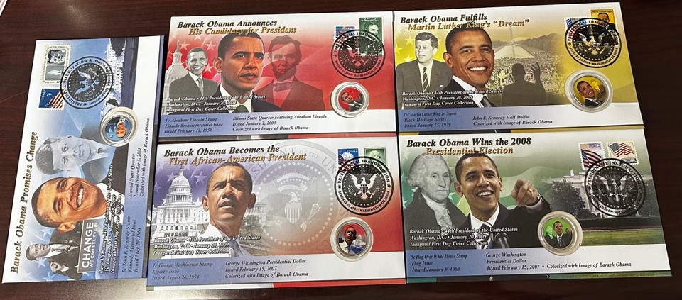 2009 Barack Obama Inauguration First Day Cover Set Coins and Stamps ...