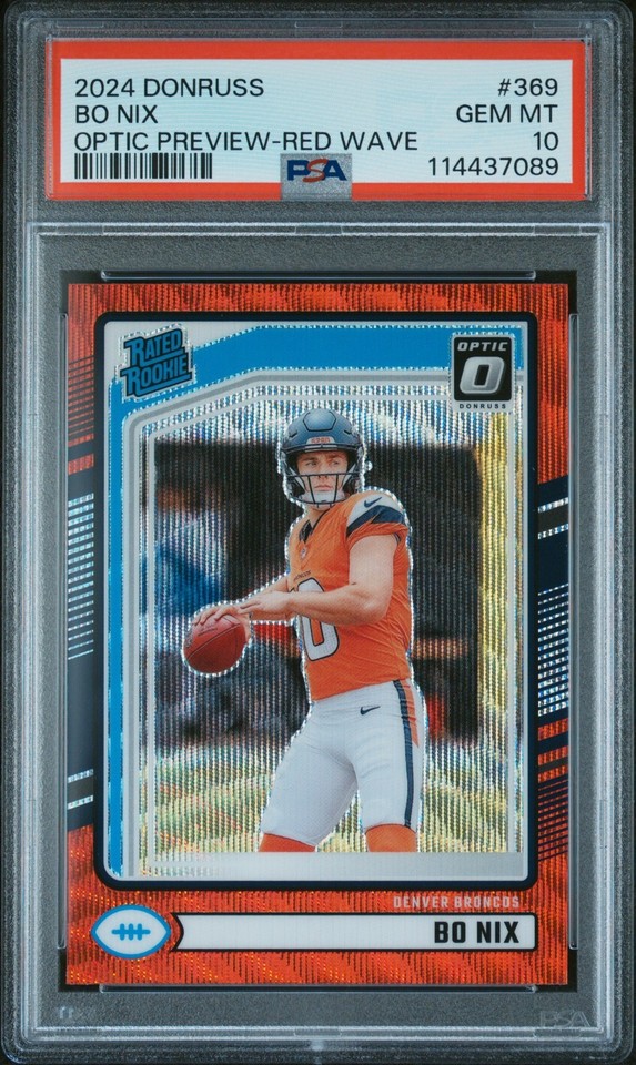 2024 Donruss Optic BO NIX RC Red Wave RATED ROOKIE #369 PSA 10 Broncos ...