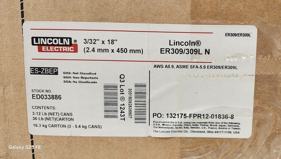 ER309/ER309L 3/32" x 18" LINCOLN TIG Welding ROD STAINLESS to STEEL ...