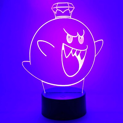 King Boo LED Light Lamp Acrylic Luigi's Mansion SMB1 Mario Bowser Ghost ...
