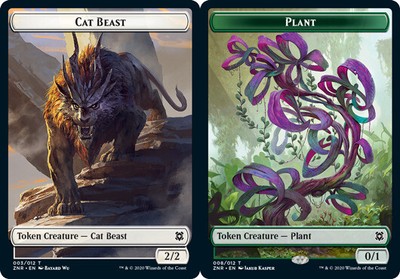 1x Cat Beast (003) // Plant (008) Token - Foil MTG Zendikar Rising NM ...