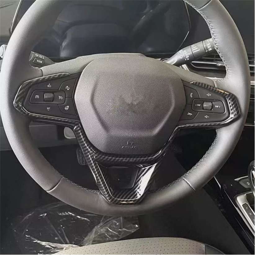 Carbon Fiber Steering Wheel Decor Frame Trim For Chevrolet Trax 2024 ...