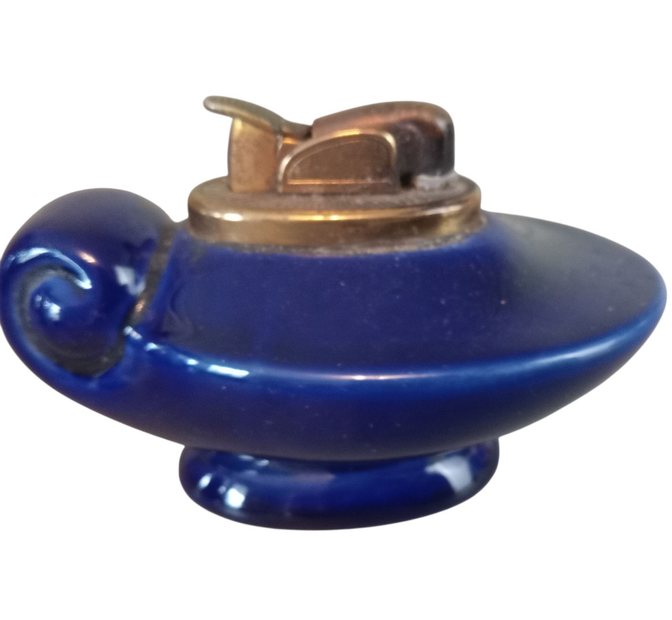 Vintage MCM EVANS Cobalt Genie Lighter Ashtray Cigarette Holder Smoking ...