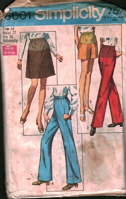 8601 Vintage Simplicity SEWING Pattern Maternity Pants Two Lengths ...