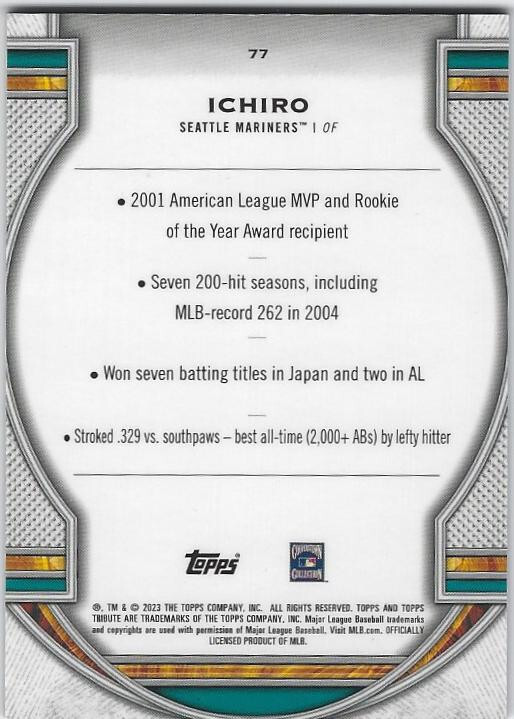2023 Topps Tribute #77 Ichiro! *PWE* | eBay