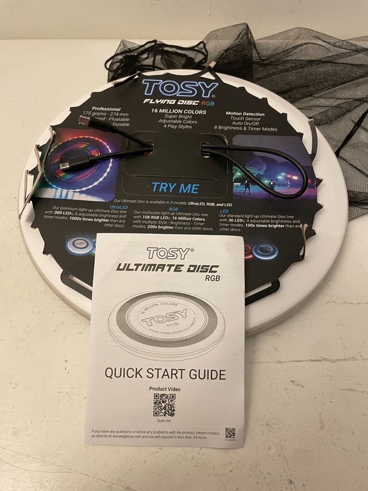 TOSY Flying Disc 16 Million Colors Auto Light Up Rechargeable Frisbee ...