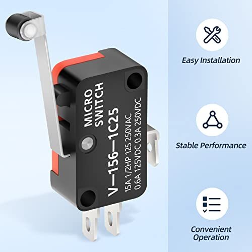 20PCS Micro Switch 1NO 1NC SPDT 15A 125/250VAC Long Hinge Roller Lever ...