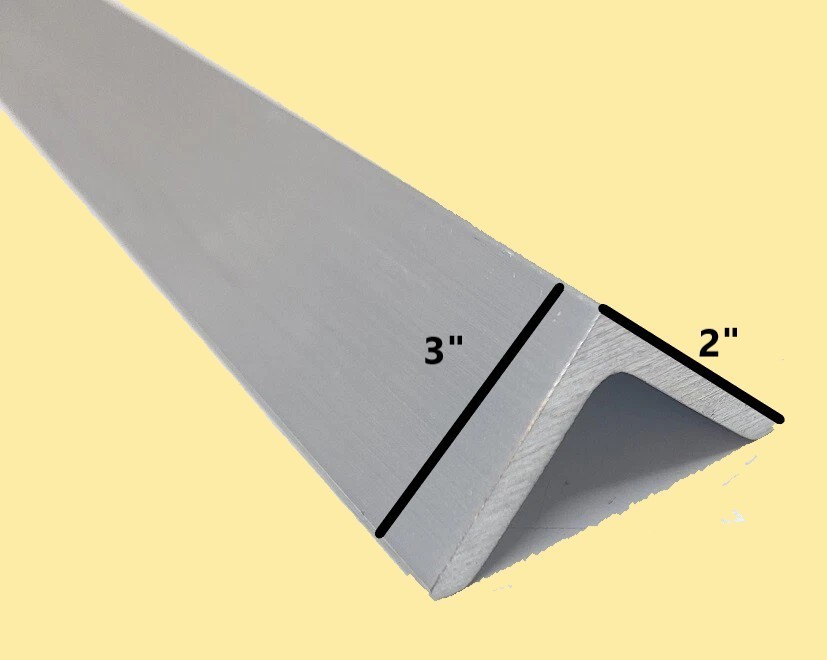 6061 T6 2" x 3" x 12"-Long Aluminum Angle x 3/8" Thick structural ...