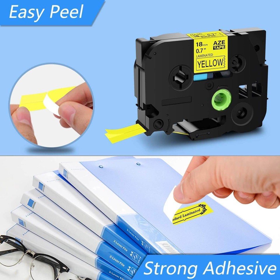 TZ-641 Label Tape Black on Yellow TZe-641 For Brother P-touch PTD600 ...