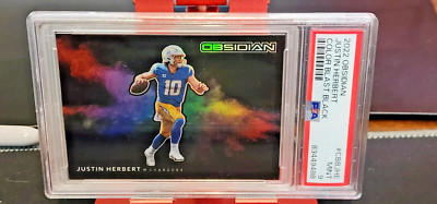 2022 Justin Herbert Panini Obsidian Color Blast Black SSP PSA 9 LA ...