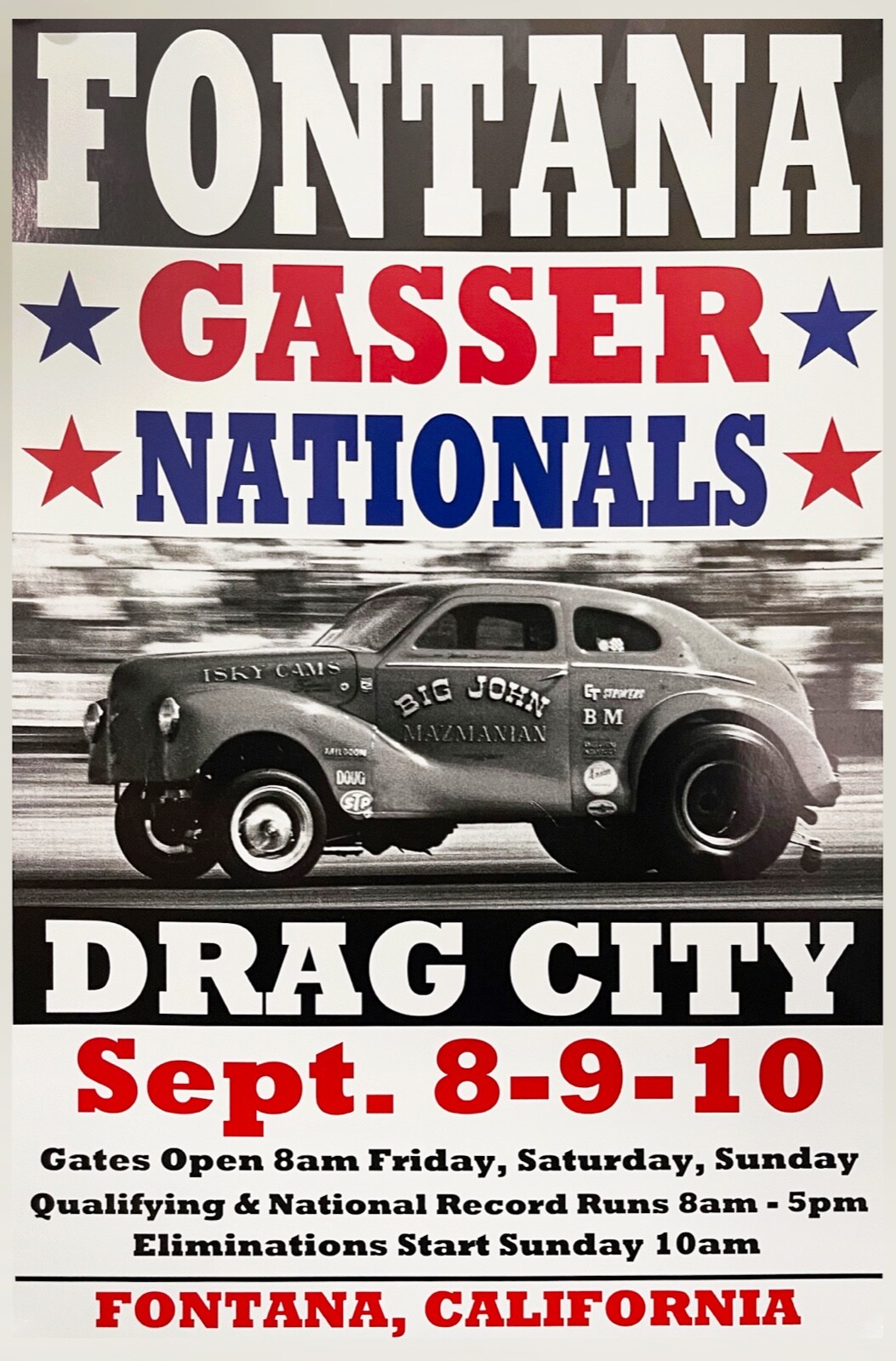VRHTF VERY COOL NHRA FONTANA DRAG CITY "GASSER NATIONALS" 11" X 17 ...
