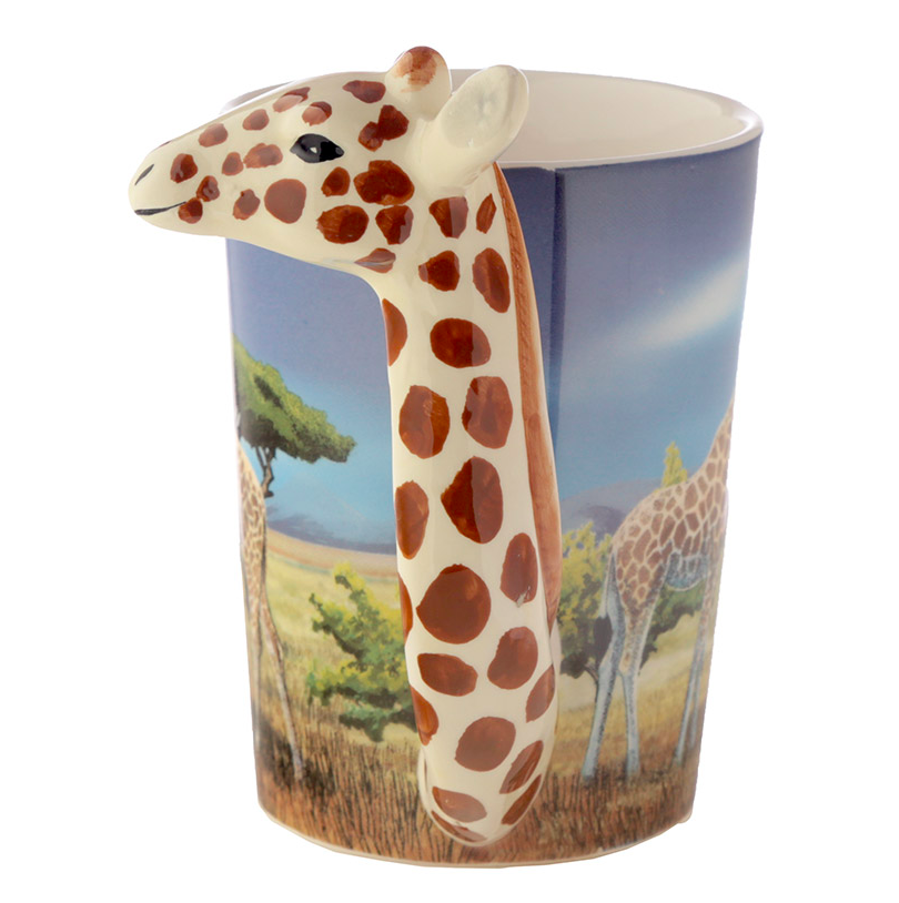 Animal Shaped Handle Ceramic Mug Tea Coffee Cup Novelty Gift Jungle ...