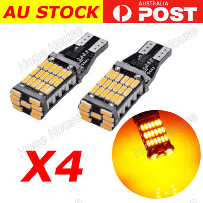4 X T15 45 SMD Led Lights W16W Amber Yellow Car Backup Reverse Bulbs ...