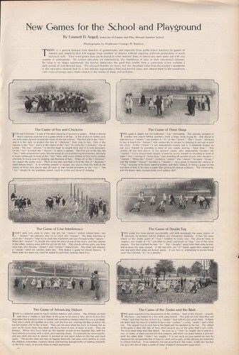 1904 PLAYGROUND GAME SCHOOL CHILD DOUBLE TAG THREE TEACHER AD 14271 | eBay