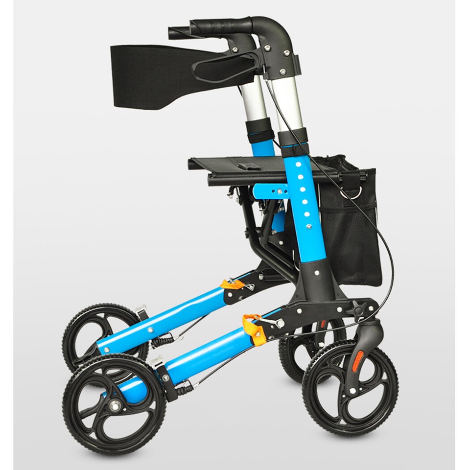 Rollator Walker Aluminium Foldable Walking Frame Mobility Aid Walker 4 ...