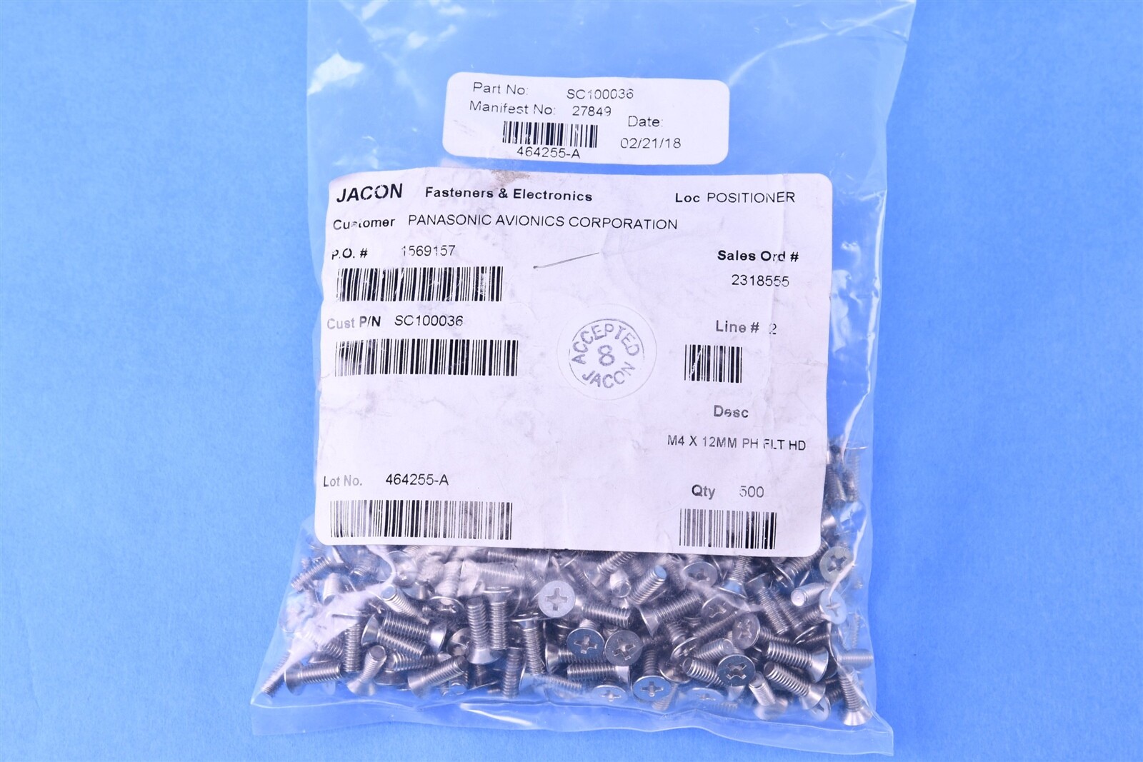 500 Jacon Stainless Steel Phillips Flat Head Screw Fastener M4 x 12mm ...